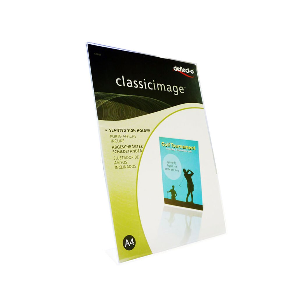 Deflect-O DD47901 A4 L Shape Stand Sign Holder (Portrait) - Flexcos ...
